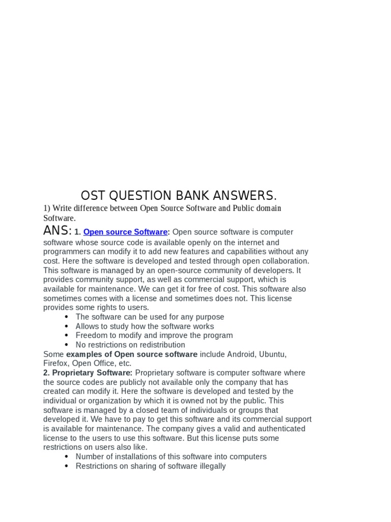 Ost Question Bank | PDF | Proprietary Software | Wikipedia