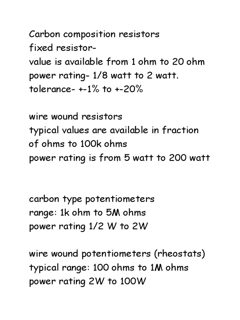 Carbon Composition Resistors | PDF