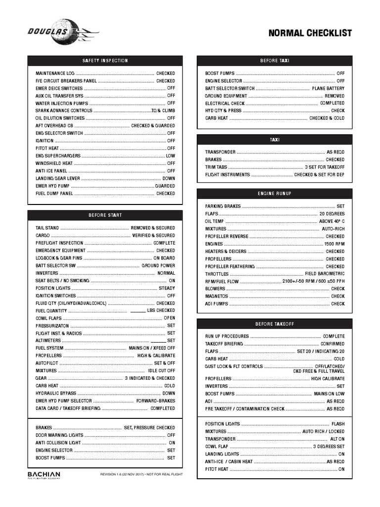 DC-6 Checklist v1.6 | PDF | Turbocharger | Ignition System