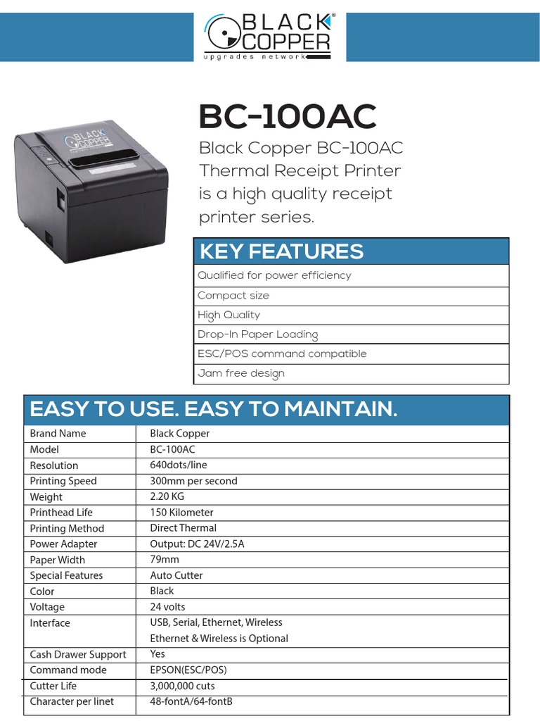 BC-100AC Datasheet | PDF | Printer (Computing) | Power Supply