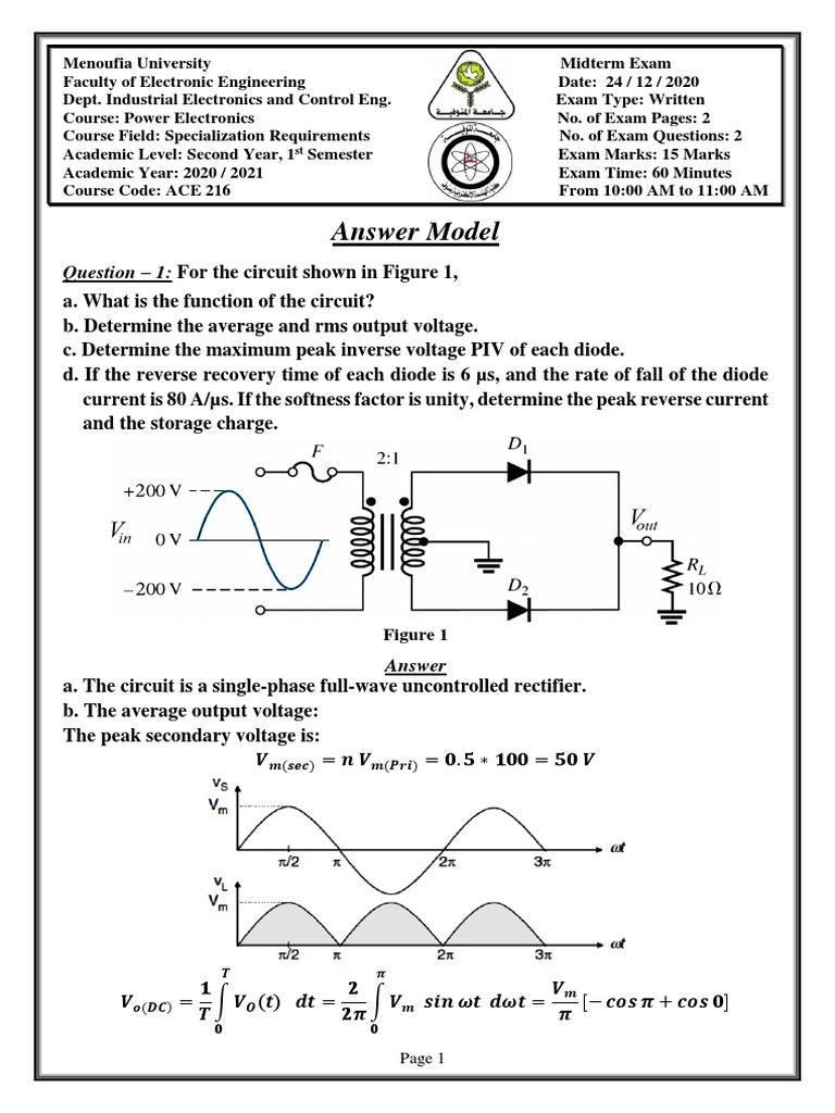 Midterm Exam Model 2 - Answer Model | PDF | Diode | Electrical Network