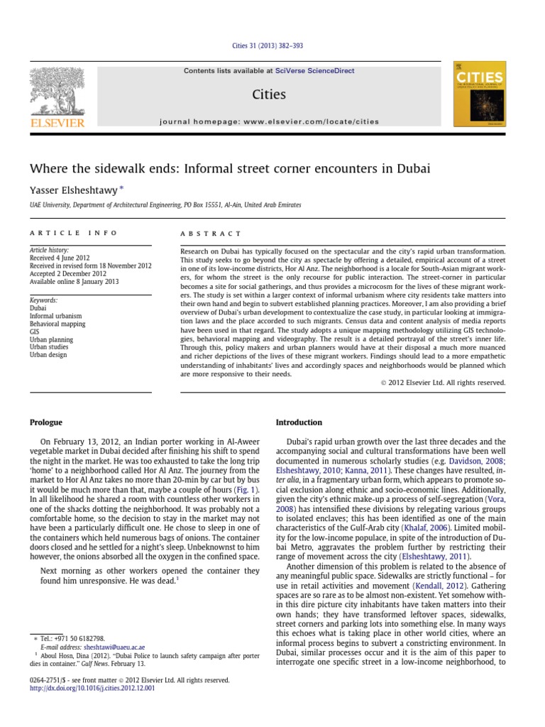Elsheshtawy, Y. (2013) - Where The Sidewalk Ends Informal Street Corner ...