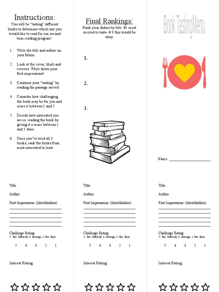 Book Tasting Menu Template | PDF