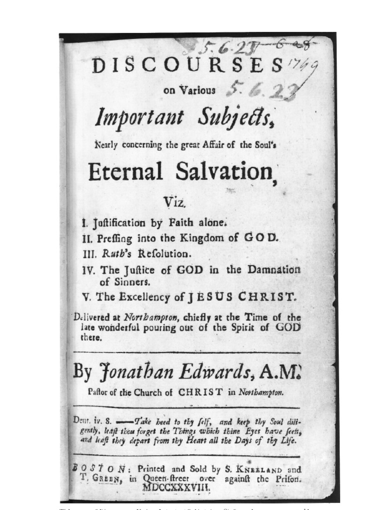 Eternal Salvation - Edward | PDF | Jonathan Edwards (Theologian) | Sermon