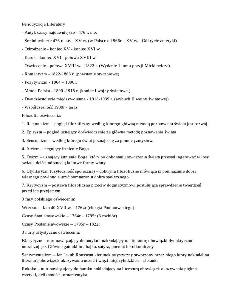 Polski Oświecenie 2 | PDF