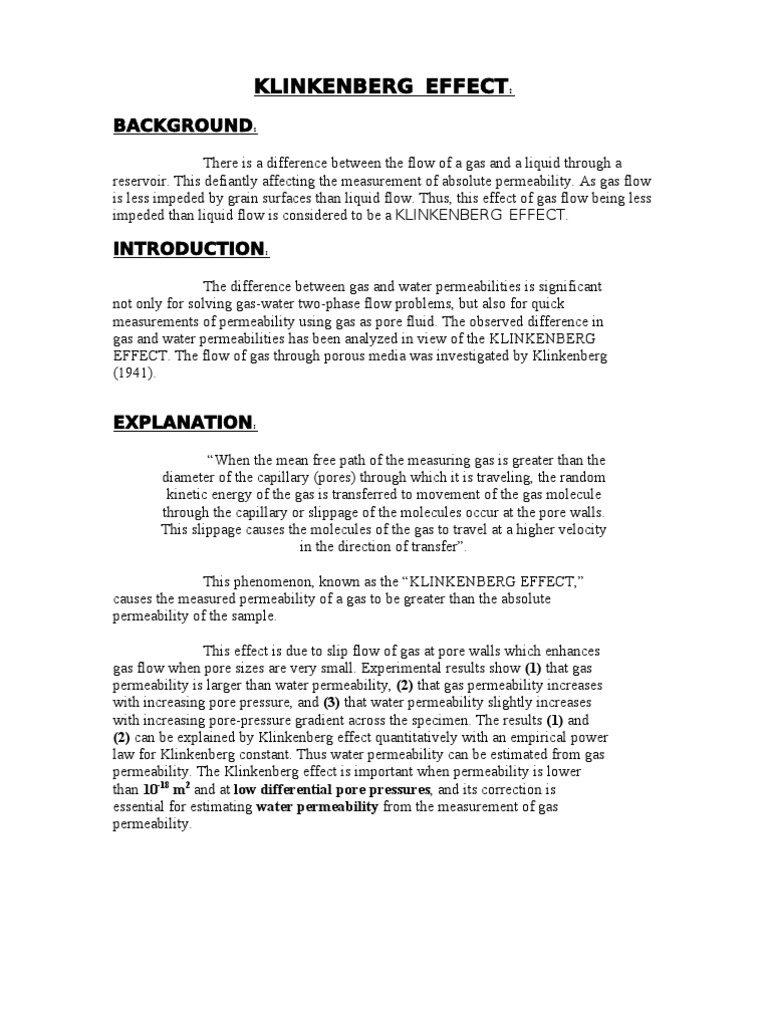 Klinkenberg Effect | PDF | Permeability (Earth Sciences) | Gases