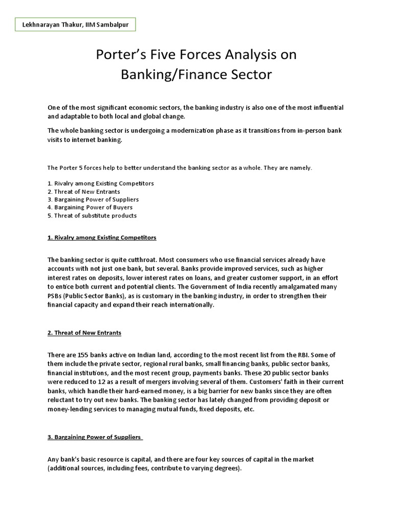 Porter's Five Forces Analysis | PDF | Banks | Loans