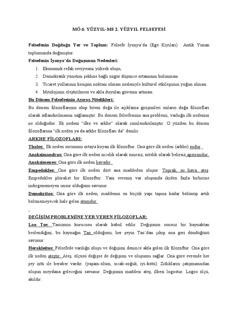 MÖ 6. Yy-MS 2. Yy Felsefesi | PDF
