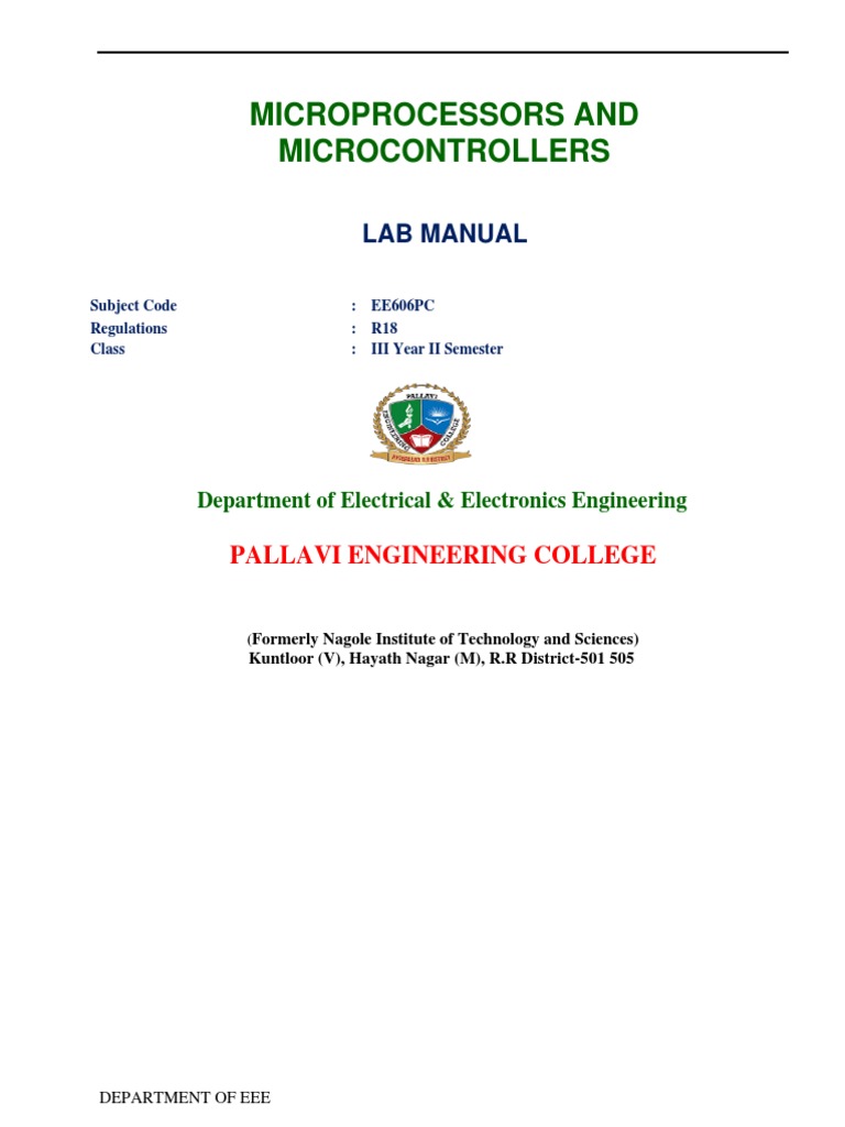 0 - MPMC Lab Manual A.Y. 2020-21 R-18 | PDF | Microprocessor | Programming