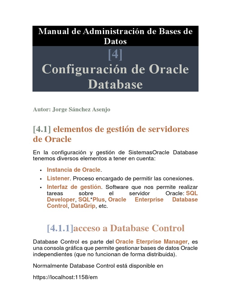 Configuracion Oracle | PDF | Archivo de computadora | Bases de datos