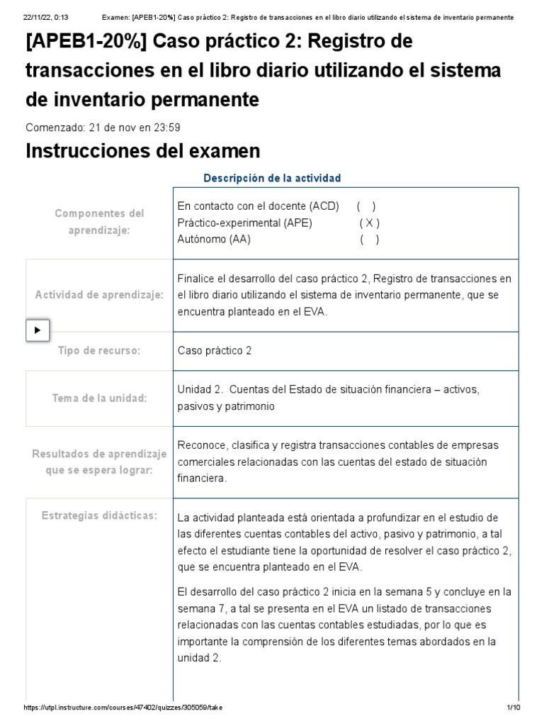 Examen - (APEB1-20%) Caso Práctico 2 - Registro de Transacciones en El Libro Diario Utilizando ...