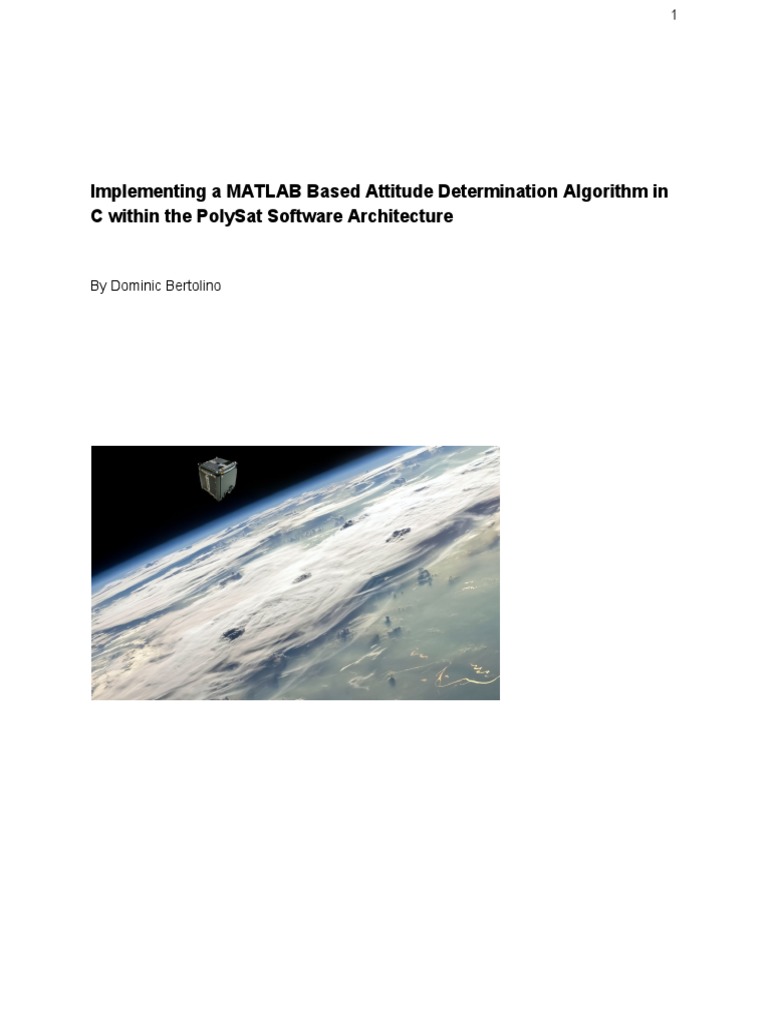 Implementing A Matlab Based Attitude Determination Algorithm In C Pdf
