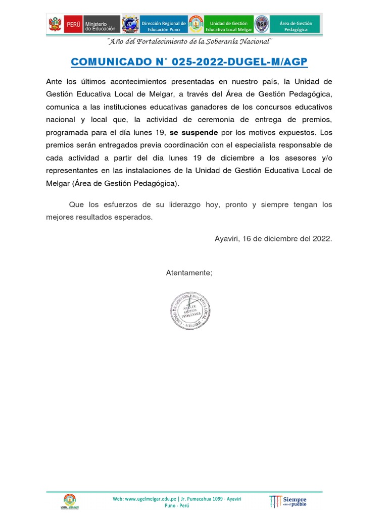 Comunicado 025 | PDF