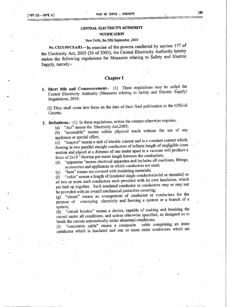 Cea Regulation Elec Safety2010 | PDF