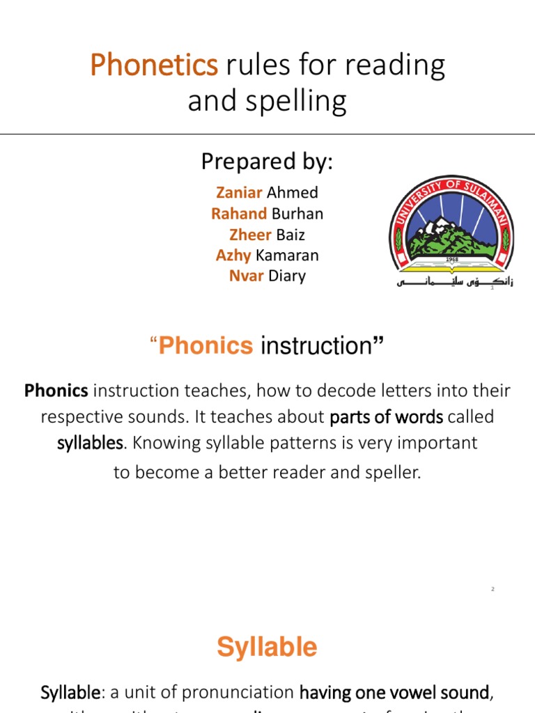 Phonetics Rules For Reading and Spelling | PDF | Consonant | Syllable