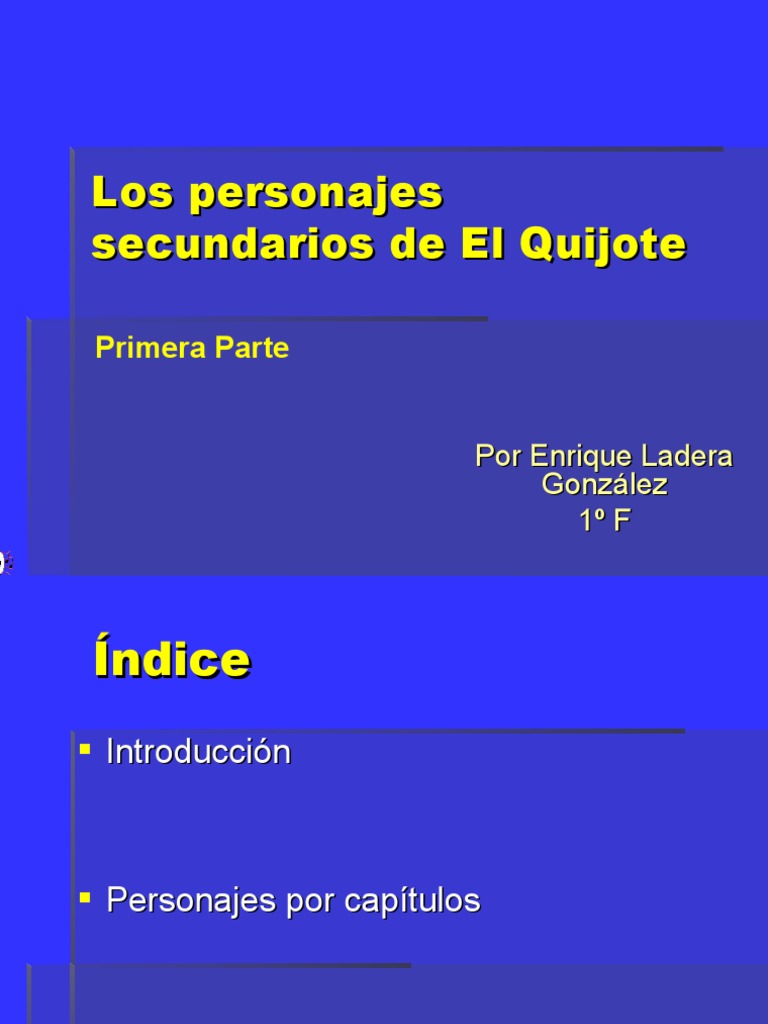 Los Personajes Secundarios de El Quijote | PDF | Don Quijote