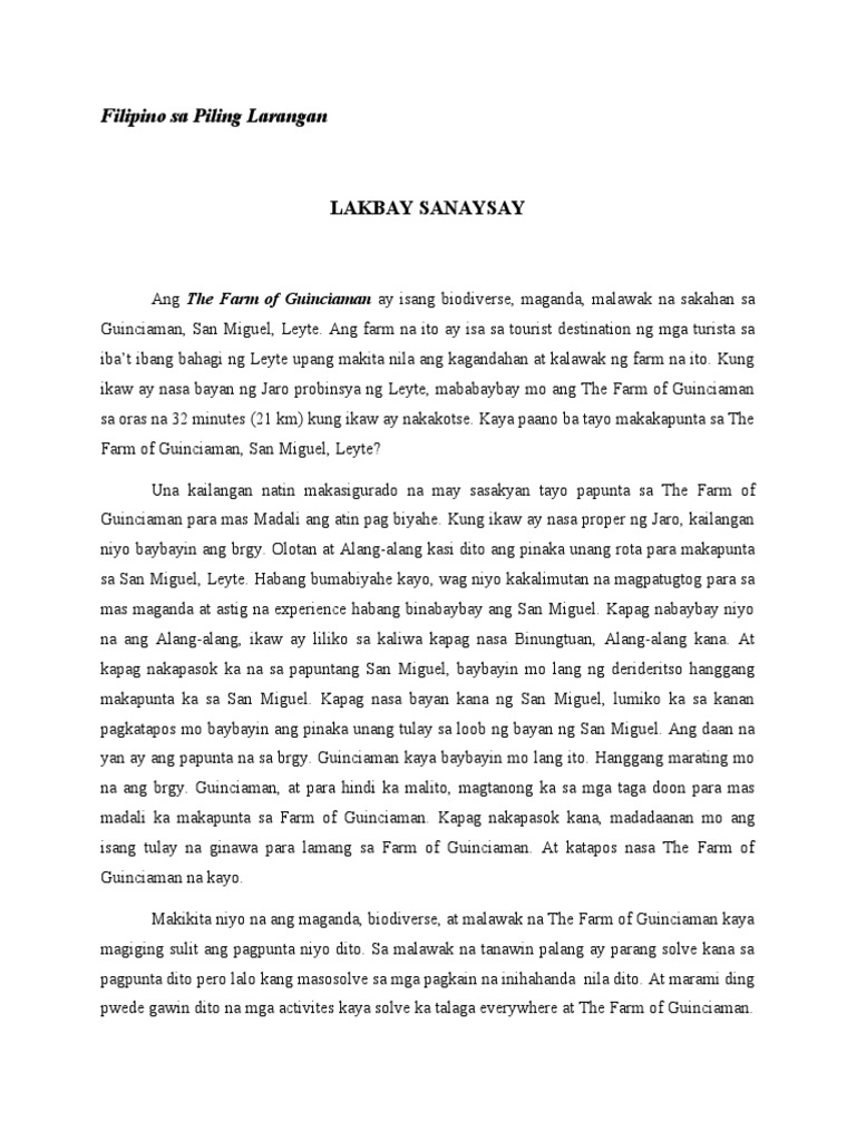 Lakbay Sanaysay | PDF