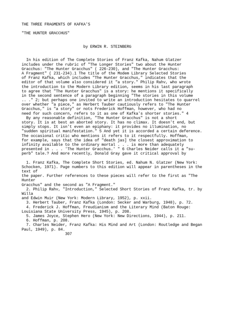 Analyzing Kafka's "The Hunter Gracchus" | PDF | Franz Kafka