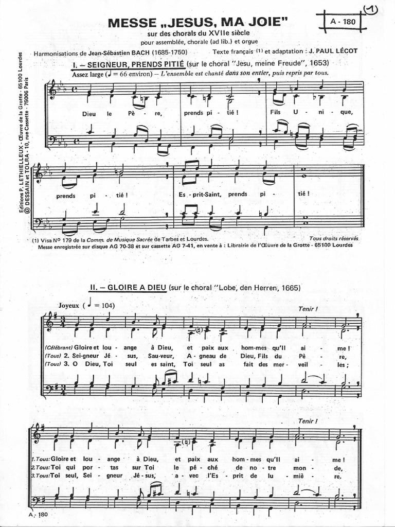 Messe Jesus Ma Joie AL 180 | PDF