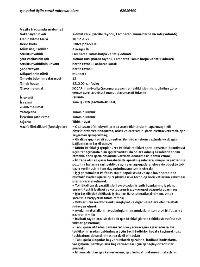 Data Overview - Xidm#t R#isi (B#Rd#i Rayonu L#Mb#Ran T#Mir-b#Rpa V# Sat## Xidm#Ti) | PDF