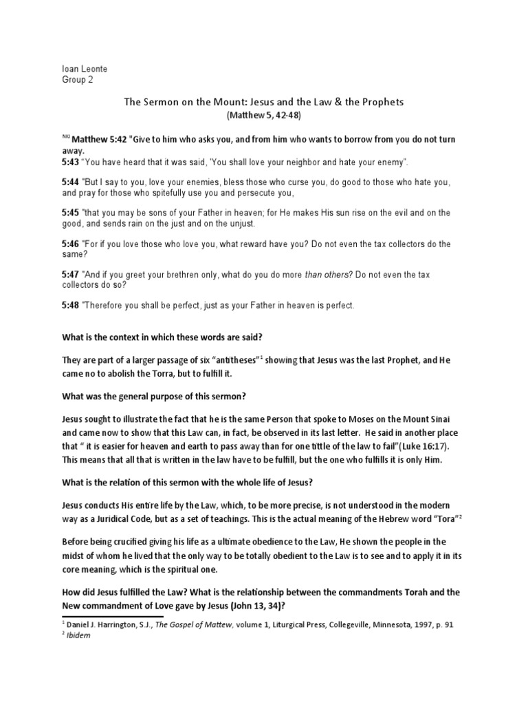 Love and Perfection in Matthew 5:42-48 | PDF | Jesus | Gospel Of Matthew