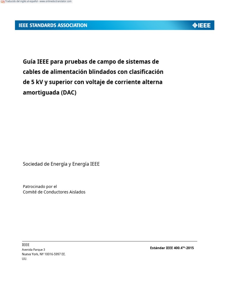 IEEE 400.4 TM-2015 IEEE Guide for Field Testing of Shielded Power Cable ...