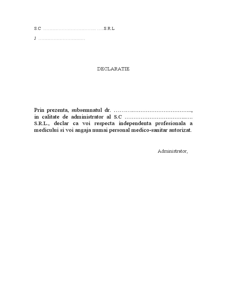 Declaratie A Org de Conducere Word Nou 2 | PDF