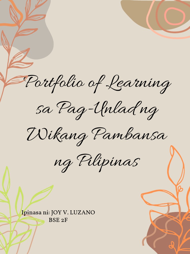 Portfolio of Learning (Pag-Unlad NG Wikang Pambansa NG Pilipinas) | PDF