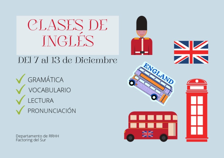 Poster Horizontal Clase de Ingles Azul y Rojo | PDF