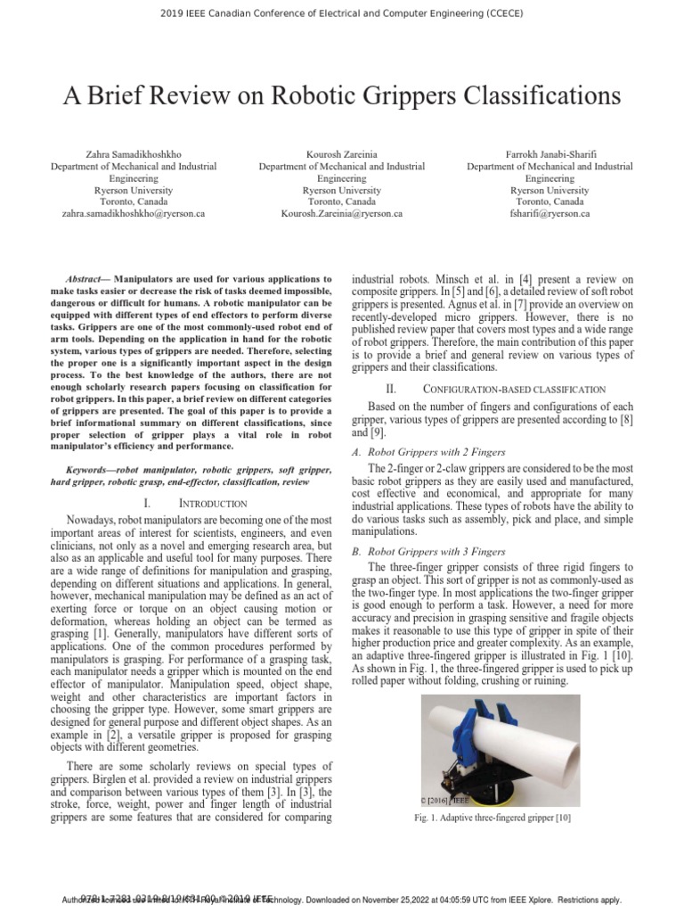 Paper 04 A - Brief - Review - On - Robotic - Grippers - Classifications | PDF ...
