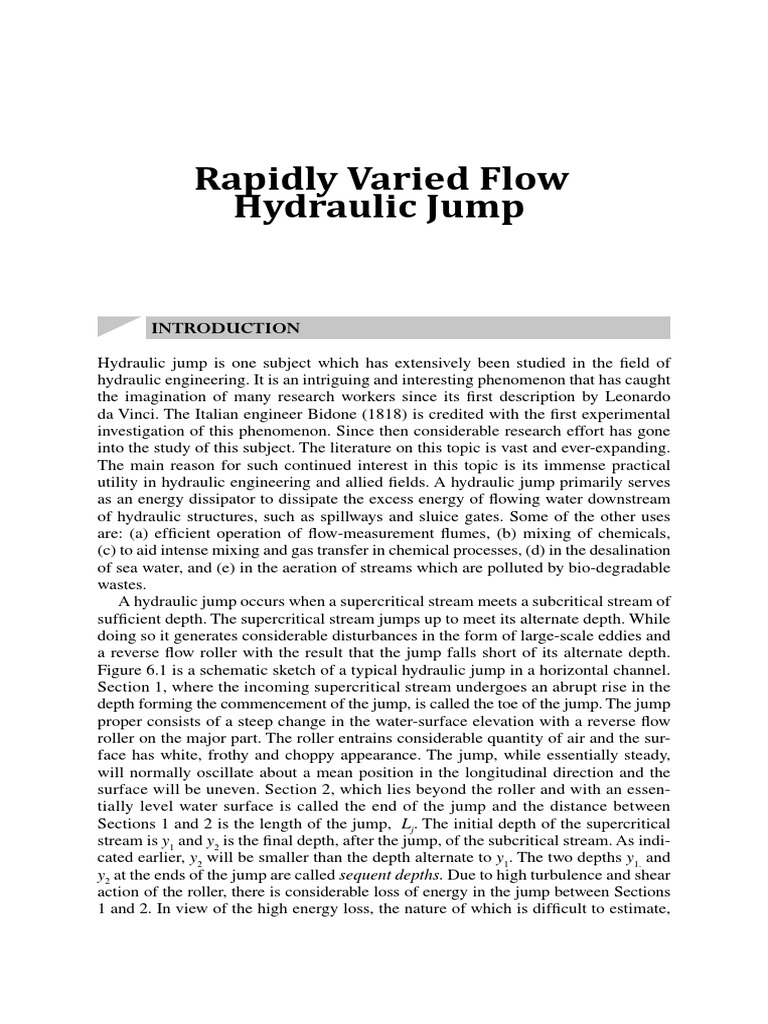 Hydraulic Jump Types and Characteristics | PDF