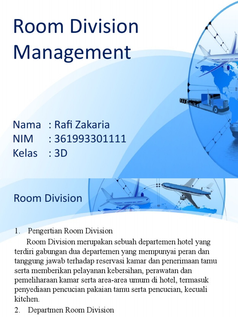 Room Division Management: Nama: Rafi Zakaria NIM: 361993301111 Kelas ...