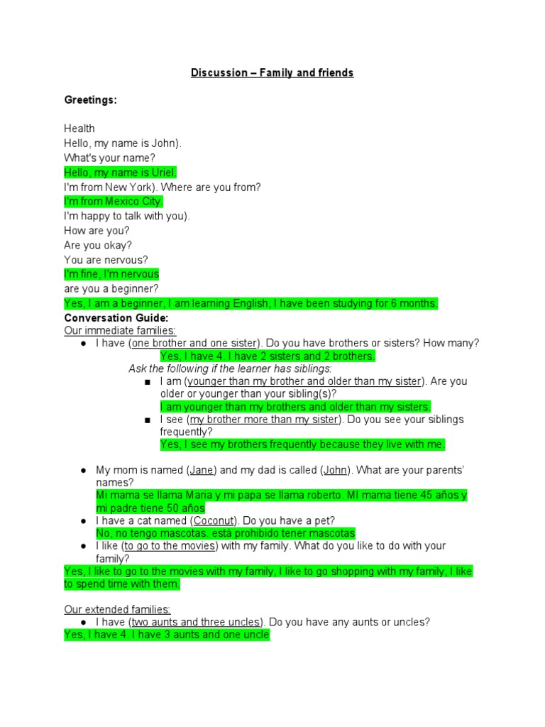 CONVERSIFI - Family and Friends | PDF