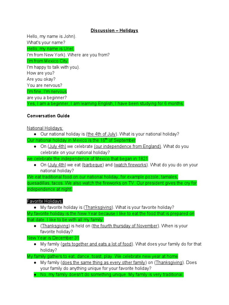 CONVERSIFI - Holidays | PDF | Observances