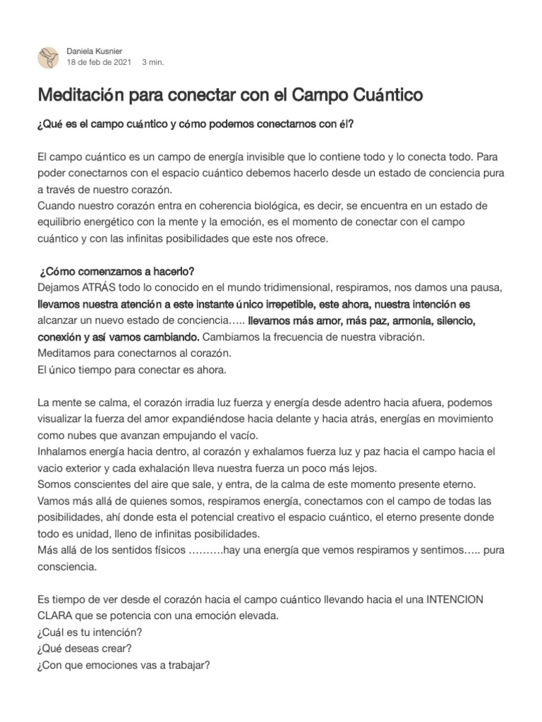 Meditación para Conectar Con El Campo Cuántico | PDF