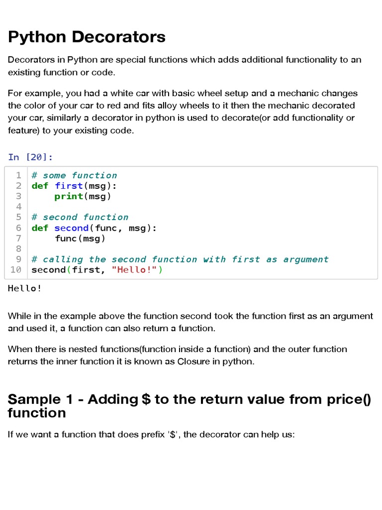 Python Decorators | PDF | Method (Computer Programming) | Class ...