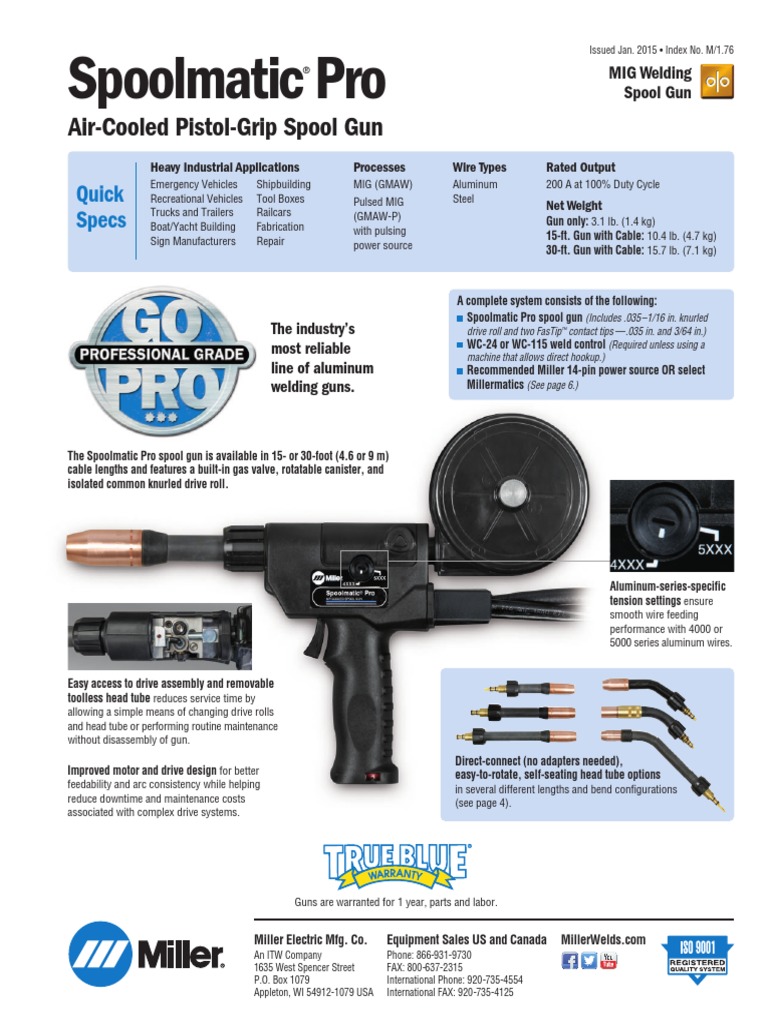 Spoolmatic Pro: Air-Cooled Pistol-Grip Spool Gun | PDF | Wire | Equipment