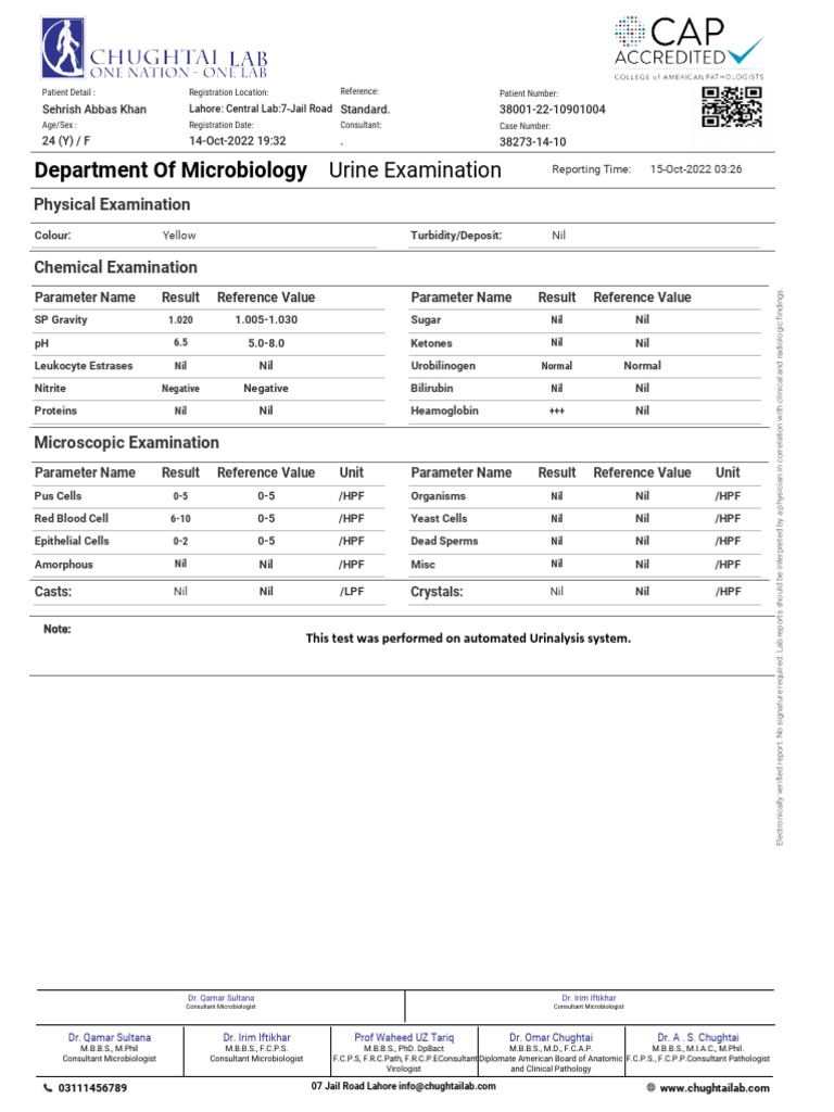Department of Microbiology Urine Examination | PDF | Clinical Medicine ...