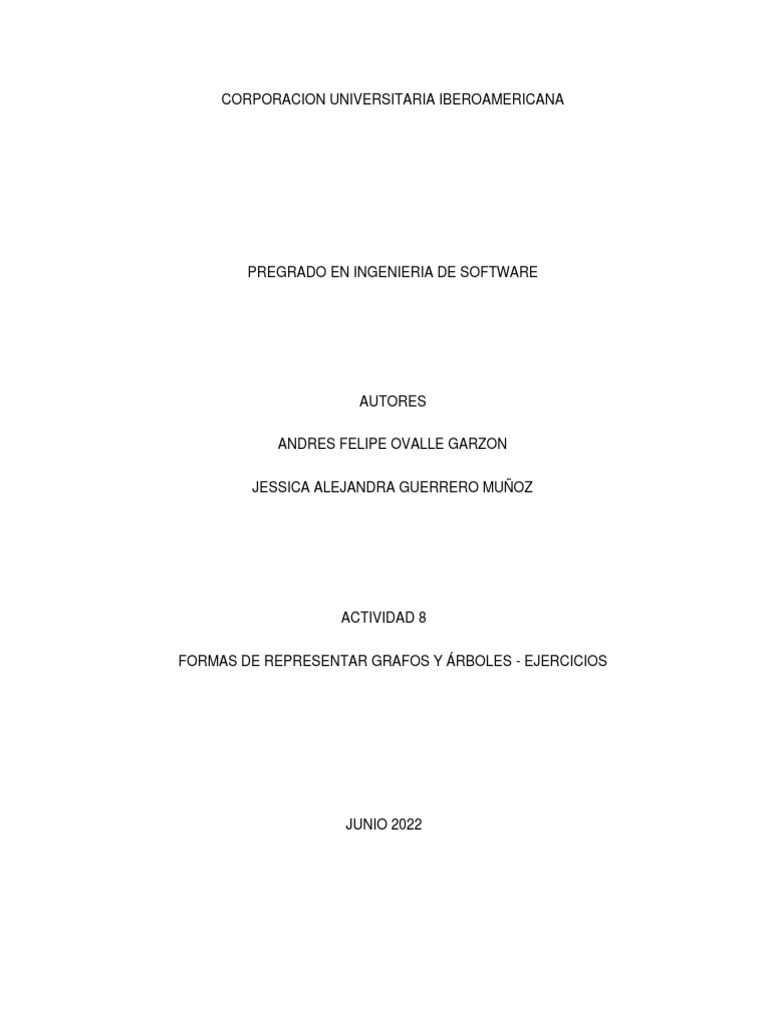 Actividad 8 Formas de Representar Grafos y Arboles Ejercicios PDF | PDF ... Actividad 8 Formas de Representar Grafos y Arboles Ejercicios PDF | PDF ...
