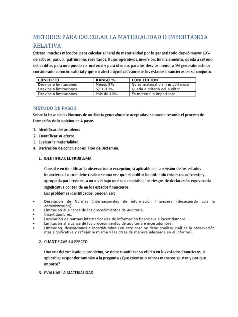 Materialidad | PDF | Auditoría | Incertidumbre