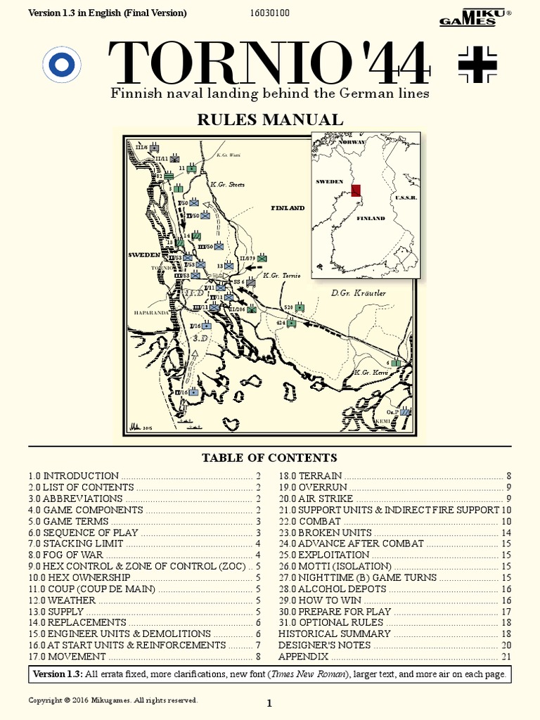 TORNIO ENG Rules Manual V 1 3 Page 01 24 Conv | PDF | Military | Warfare