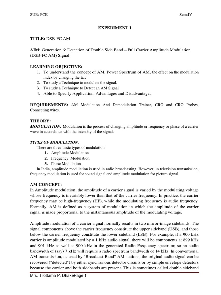 Am Modulation And Demodulation Pdf Modulation Broadcast Engineering