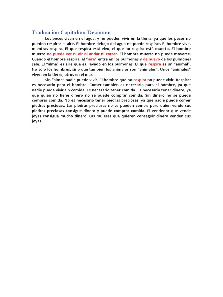 Traducción Capitulum Decimum | PDF
