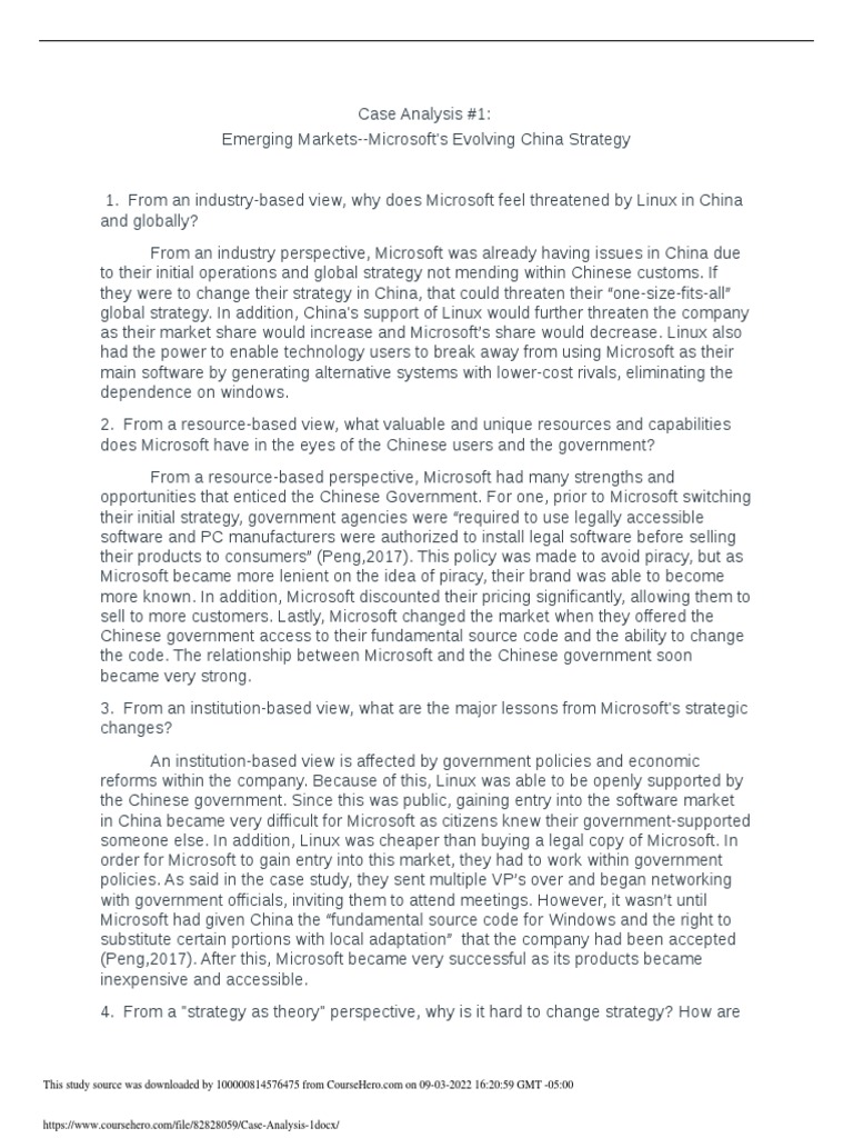 Case Analysis 1 | PDF | Microsoft | China
