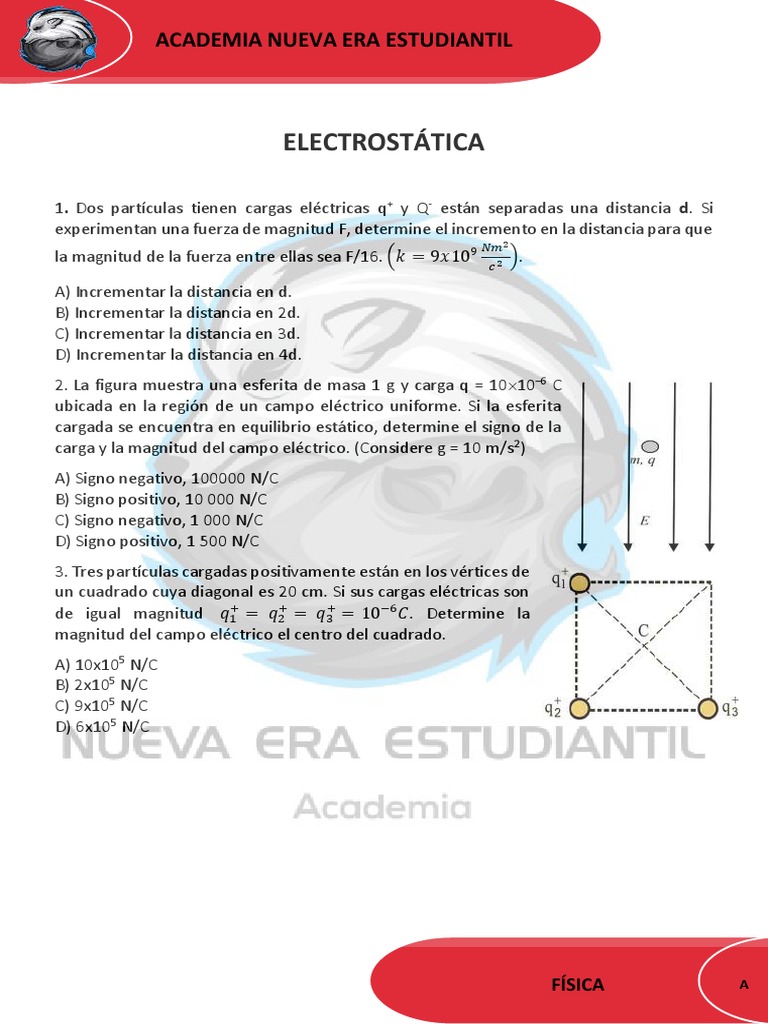 Problemas de Electrostática y Campo Eléctrico | PDF | Electricidad | Electrón