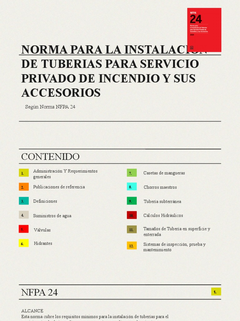 Nfpa 24 Presentacion | PDF | Suministro de agua | Tubería (transporte ...