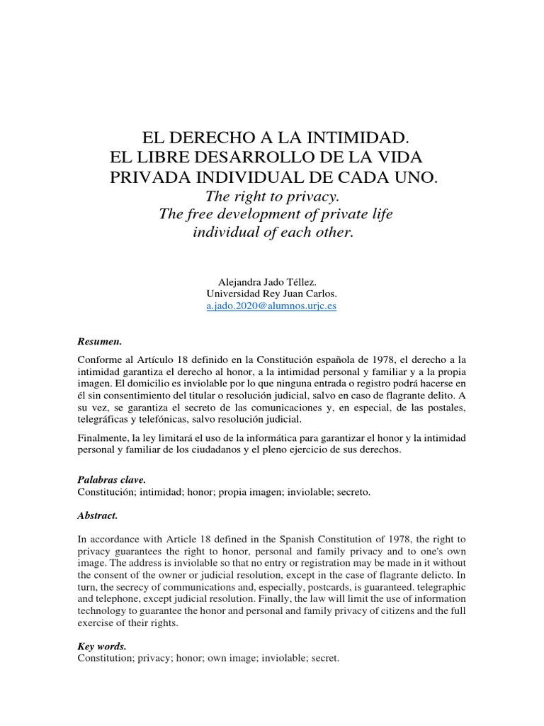 Derecho a la Intimidad en Colombia | PDF | Derecho Constitucional ...