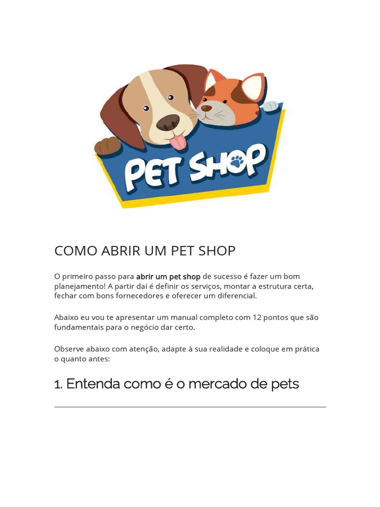 Como Abrir Um Pet Shop | PDF | Mercado (economia) | Medicina Veterinária