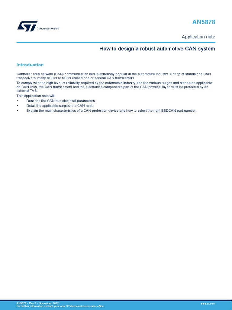 An5878 How To Design A Robust Automotive Can System Stmicroelectronics ...