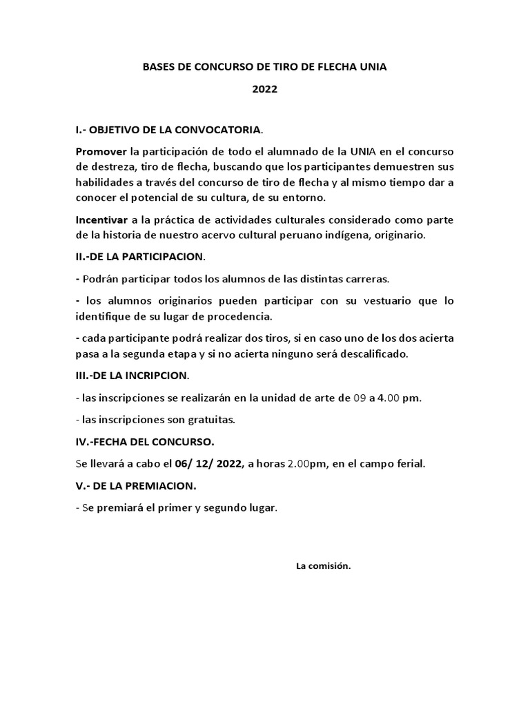 Bases Tiro de Flecha 2022 | PDF